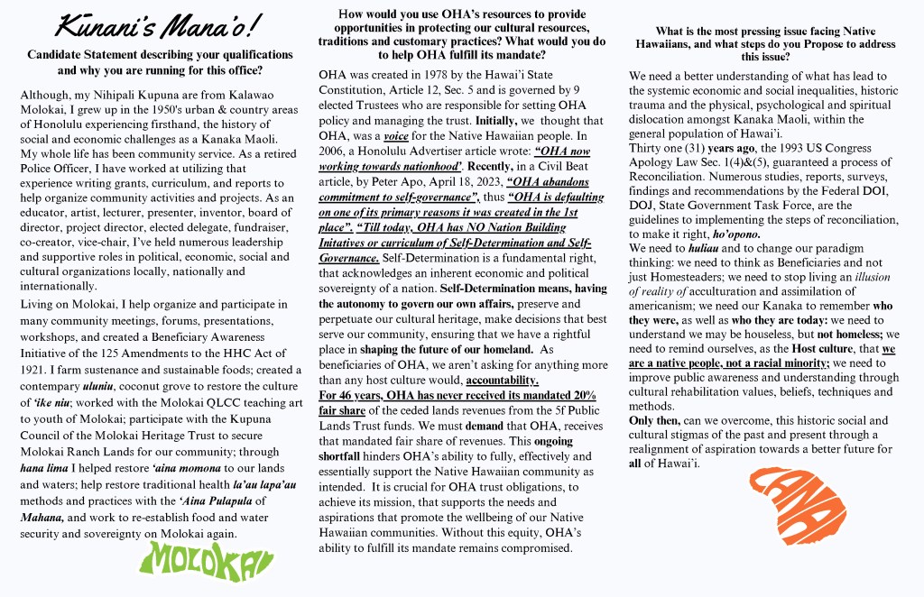 Nihipali for OHA – A campaign site for R. Kunani Nihipali's campaign ...